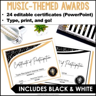 24 Printable Editable Music Awards Certificates for Piano Recitals and ...