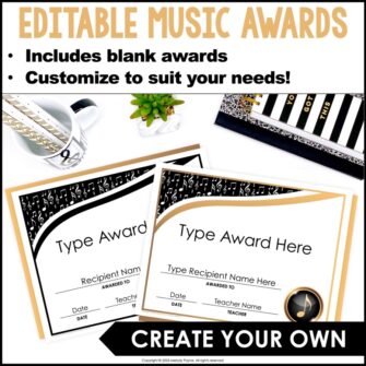 24 Printable Editable Music Awards Certificates for Piano Recitals and ...