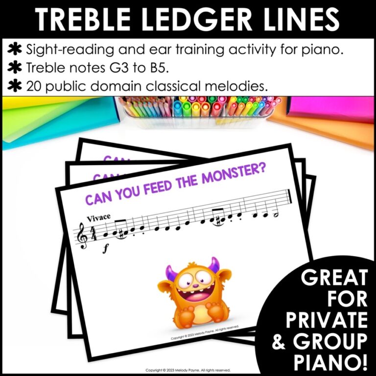 Treble Clef Ledger Lines Game - Feed the Music Monster Sight-Reading ...