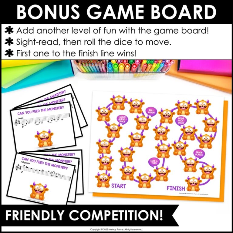 Treble Clef Ledger Lines Game - Feed the Music Monster Sight-Reading ...