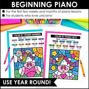 Music Coloring Pages for Beginning Piano Keys, Fingers, Notes, Symbols ...