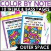 Outer Space Color by Note Music Coloring Pages - Treble & Bass Clef ...
