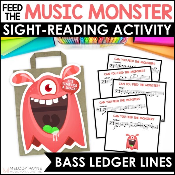 Bass Clef Ledger Lines Game - Feed the Music Monster Sight-Reading ...