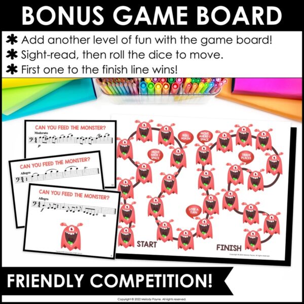 Bass Clef Ledger Lines Game - Feed the Music Monster Sight-Reading ...