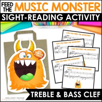 Treble Clef Ledger Lines Game - Feed the Music Monster Sight-Reading ...