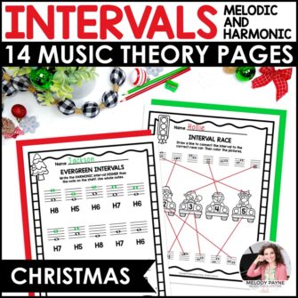 Melodic and Harmonic Intervals Christmas Music Theory Worksheets 2nds ...