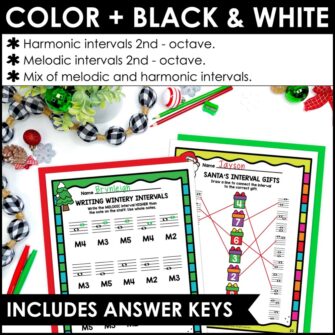 Melodic and Harmonic Intervals Christmas Music Theory Worksheets 2nds ...