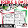 Treble & Bass Clef Note Naming Christmas Music Worksheets - Note ...