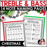 Treble & Bass Clef Note Naming Christmas Music Worksheets - Note ...