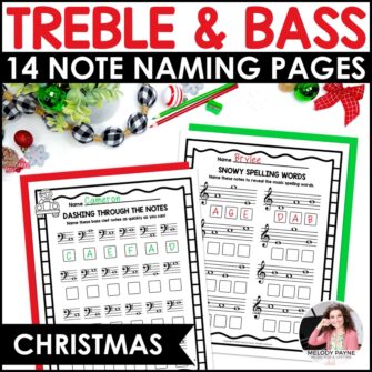Treble & Bass Clef Note Naming Christmas Music Worksheets - Note ...