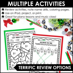 Treble & Bass Clef Note Naming Christmas Music Worksheets - Note ...