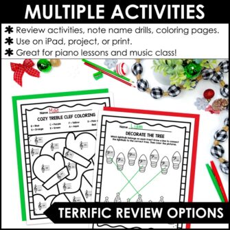 Treble & Bass Clef Note Naming Christmas Music Worksheets - Note ...