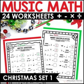 Christmas Music Math Rhythm Worksheets - Winter Music Theory - Notes ...