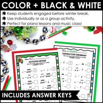 Christmas Music Math Rhythm Worksheets - Winter Music Theory - Notes ...