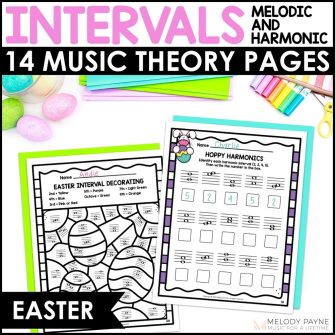 Easter Intervals Music Worksheets - Melodic & Harmonic 2nds - Octaves ...
