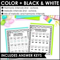 Easter Intervals Music Worksheets - Melodic & Harmonic 2nds - Octaves ...