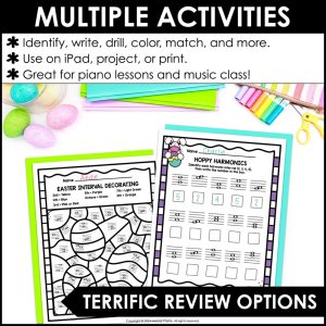 Easter Intervals Music Worksheets - Melodic & Harmonic 2nds - Octaves ...