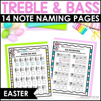 Easter Music Worksheets - Treble & Bass Clef Note Naming Theory ...