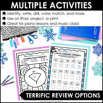 Winter Intervals Music Worksheets - Melodic & Harmonic 2nds - Octaves ...