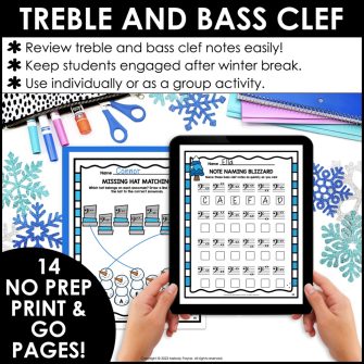 Christmas Music Worksheets - Treble & Bass Clef Note Naming Theory ...