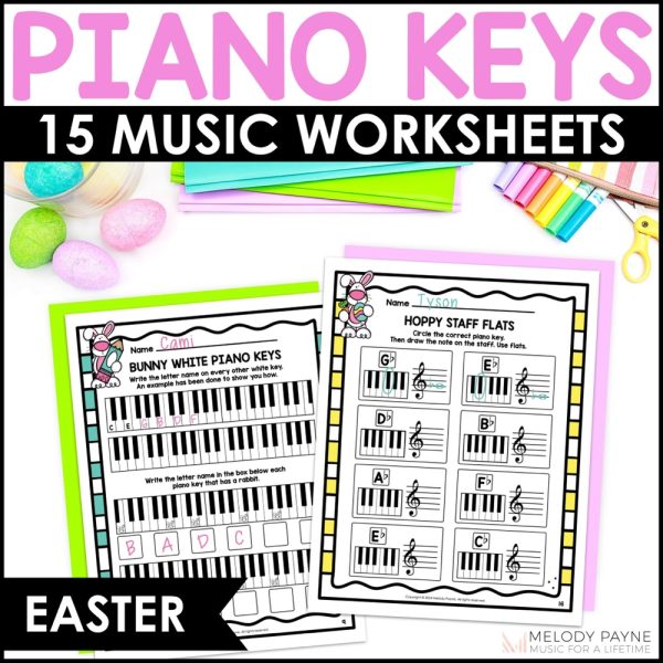 Easter Piano Keys Worksheets - White & Black Keys, Sharps & Flats ...