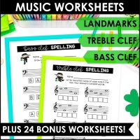 Music Worksheets for St. Patrick's Day - Note Ninjas Treble, Bass ...
