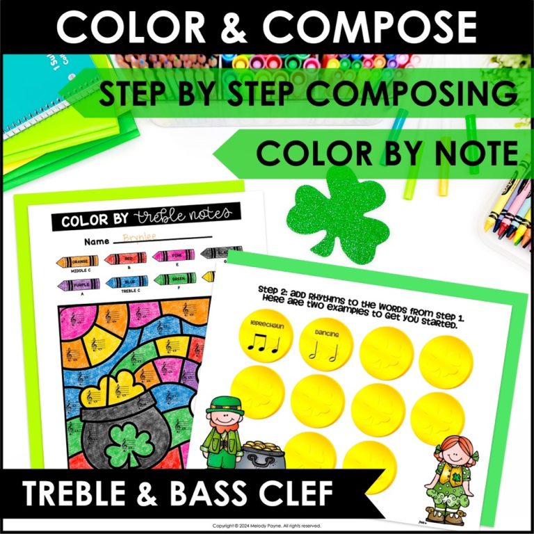 St. Patrick's Day Music Bundle - Worksheets, Games, Color by Note ...