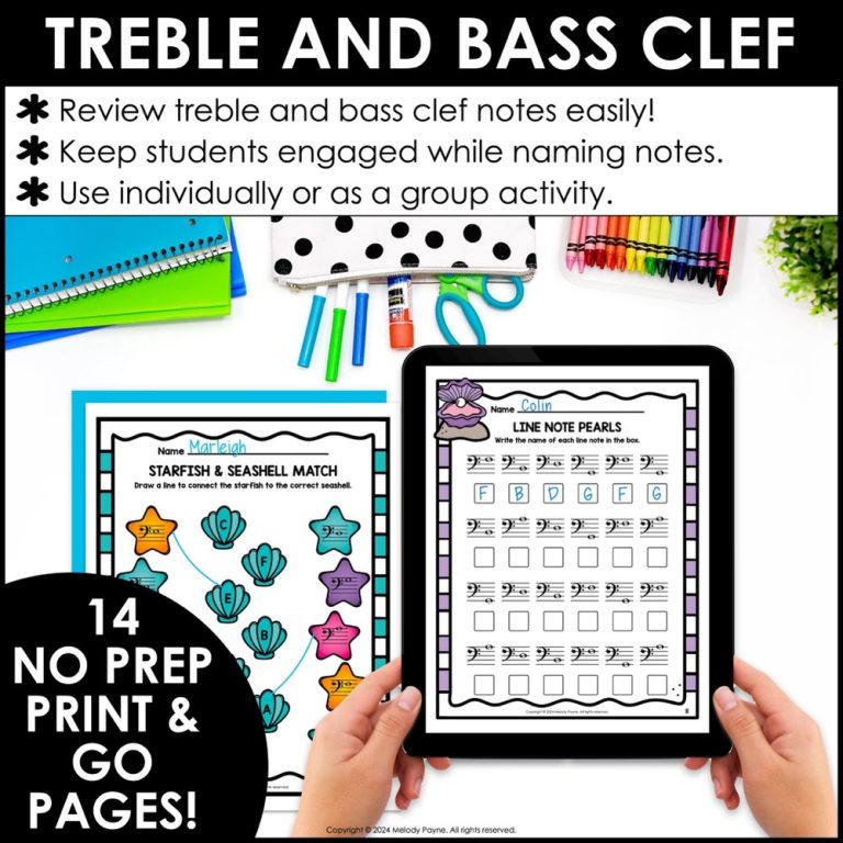 Staff Wars Music Notes Worksheets - Treble, Bass, Alto Clef Note Naming ...