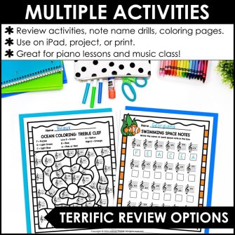 Treble Clef and Bass Clef Note Reading Music Worksheets & Activities ...