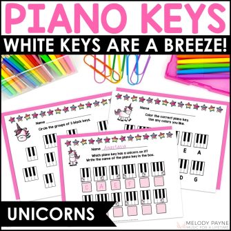 Beginning Music BOOM™ Cards - Naming White Piano Keys with Unicorns ...