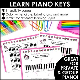 Music Coloring Pages for Beginning Piano Keys, Fingers, Notes, Symbols ...