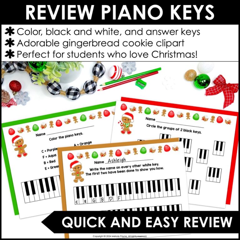 Beginner Piano Keyboard Music Worksheets - Gingerbread Piano Keys Are A ...