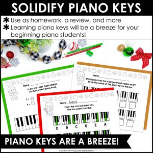 Beginner Piano Keyboard Music Worksheets - Gingerbread Piano Keys Are A ...