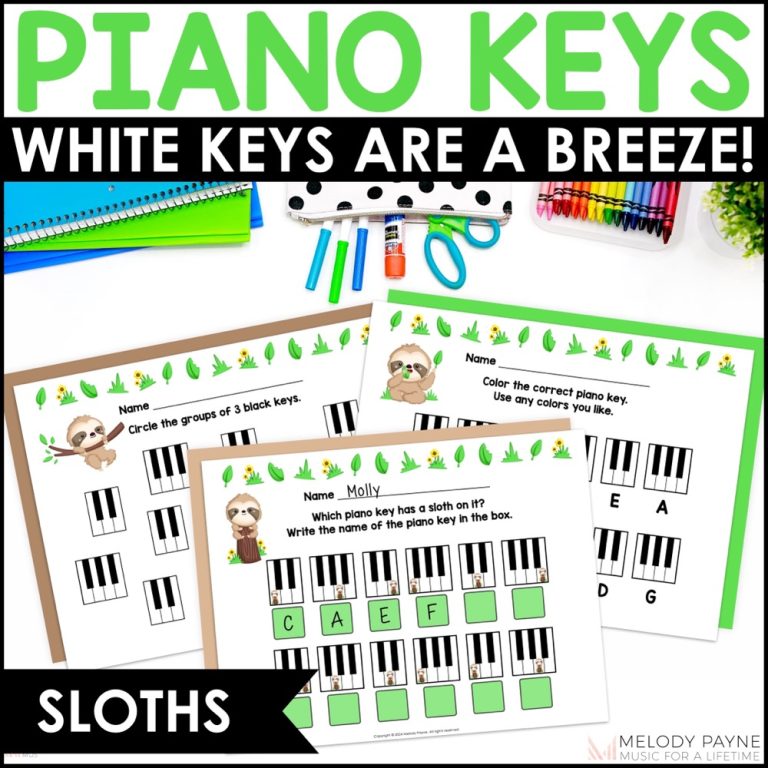 Piano Keyboard Music Worksheets - Sloth Piano Keys Are A Breeze ...