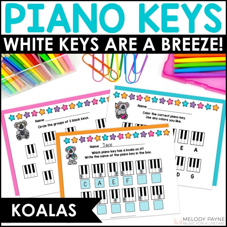 White Piano Keys Music Worksheets - Koala Piano Keys Are A Breeze ...