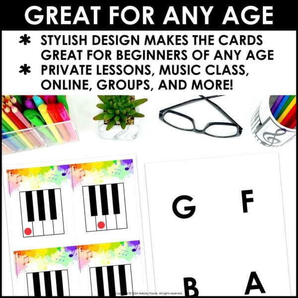 Piano Keyboard Flash Cards & Games - Beginner White Piano Keys & Music ...