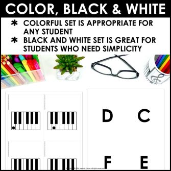 Piano Keyboard Flash Cards & Games - Beginner White Piano Keys & Music ...