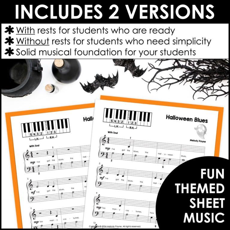 Elementary Halloween Piano Sheet Music - 10 Original Easy Piano Solos ...