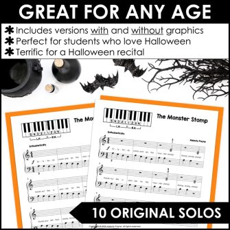 Elementary Halloween Piano Sheet Music - 10 Original Easy Piano Solos ...