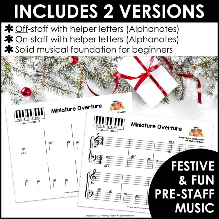 Pre-Staff Piano Christmas Sheet Music - 12 Pre-Reading Finger Number ...