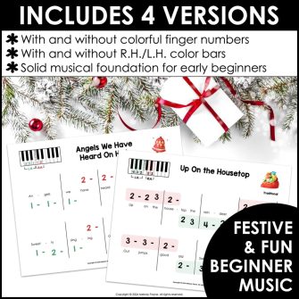 Pre-Staff Piano Christmas Sheet Music - 12 Pre-Reading Finger Number ...