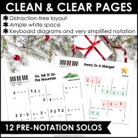 Pre-Staff Piano Christmas Sheet Music - 12 Pre-Reading Finger Number ...