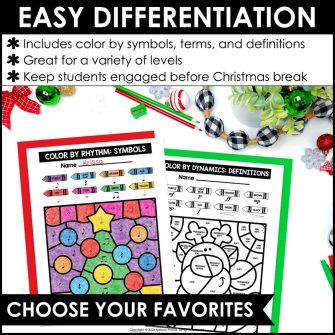 Christmas Color by Music Coloring Pages - Notes, Symbols, Rhythms, and ...