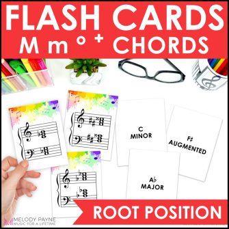 Chord Flash Cards - Major, Minor, Diminished, Augmented Root Position ...