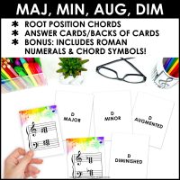 Major Chords and Inversions Flash Cards for Piano & Music Class - Root ...