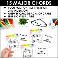 Major Chords and Inversions Flash Cards for Piano & Music Class - Root, 1st, 2nd - Melody Payne ...