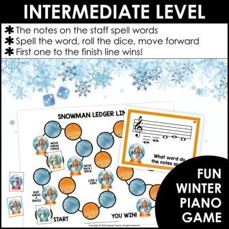Snowman Ledger Lines Note Reading Game for Piano Lessons - Music ...