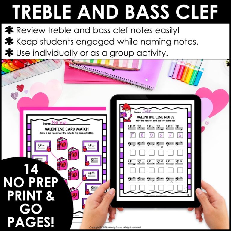 Music Games and Activities for Treble Clef and Bass Clef - Music ...