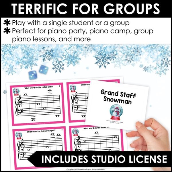 Winter Snowman Grand Staff Note Reading Game - Treble & Bass Music ...