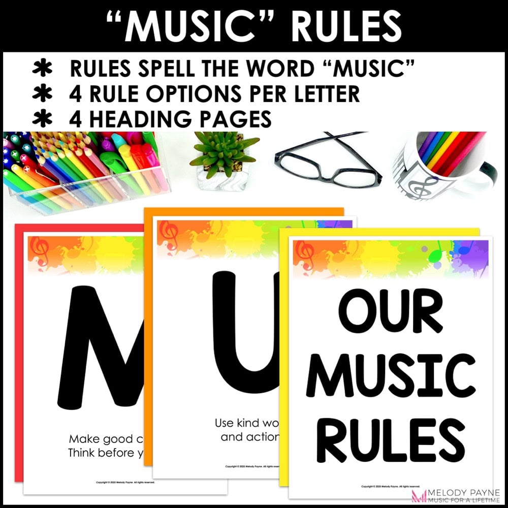 MUSIC Rules & Expectations Posters - Superstar Rainbow Music Classroom ...
